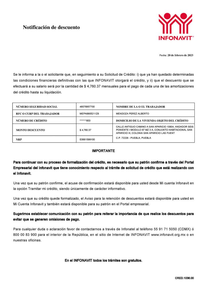 Obtención de crédito INFONAVIT - VUMIPYMES